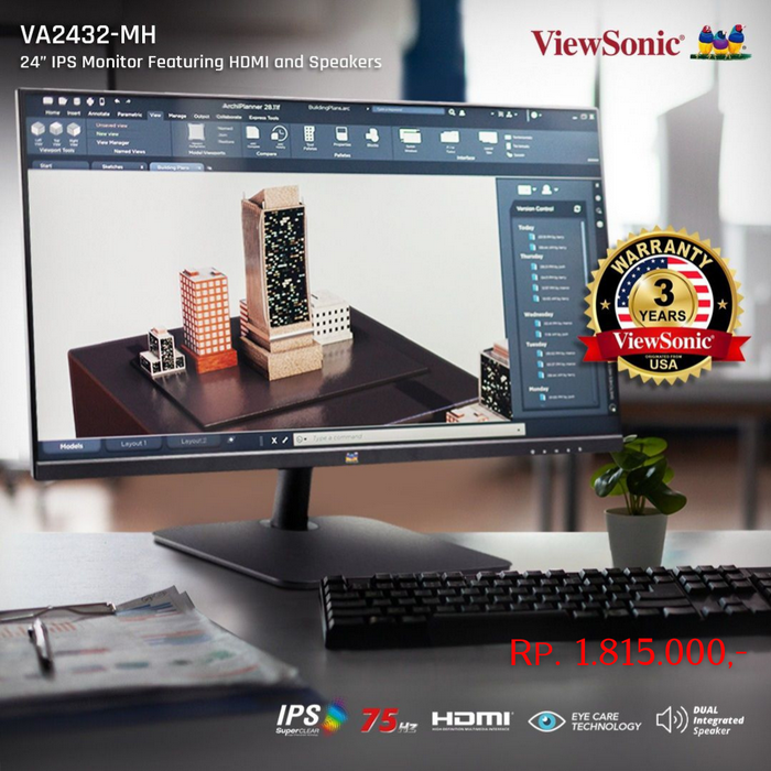 Monitor LED Viewsonic VA2432-MH 24″ IPS FHD HDMI VGA Speaker | Quadra ...