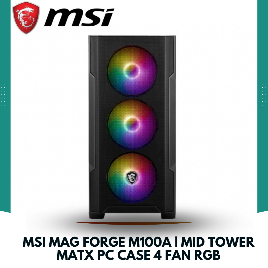 MSI MAG FORGE M100A | Mid Tower mATX PC Case 4 FAn RGB | Quadra Computer