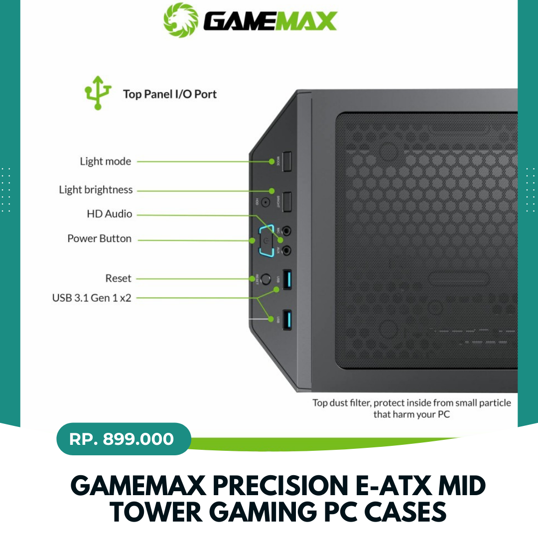 GameMax Precision E-ATX Mid Tower Gaming PC Cases White | Quadra Computer