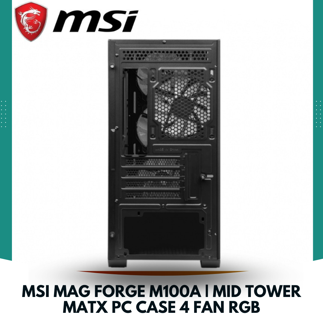 MSI MAG FORGE M100A | Mid Tower mATX PC Case 4 FAn RGB | Quadra Computer