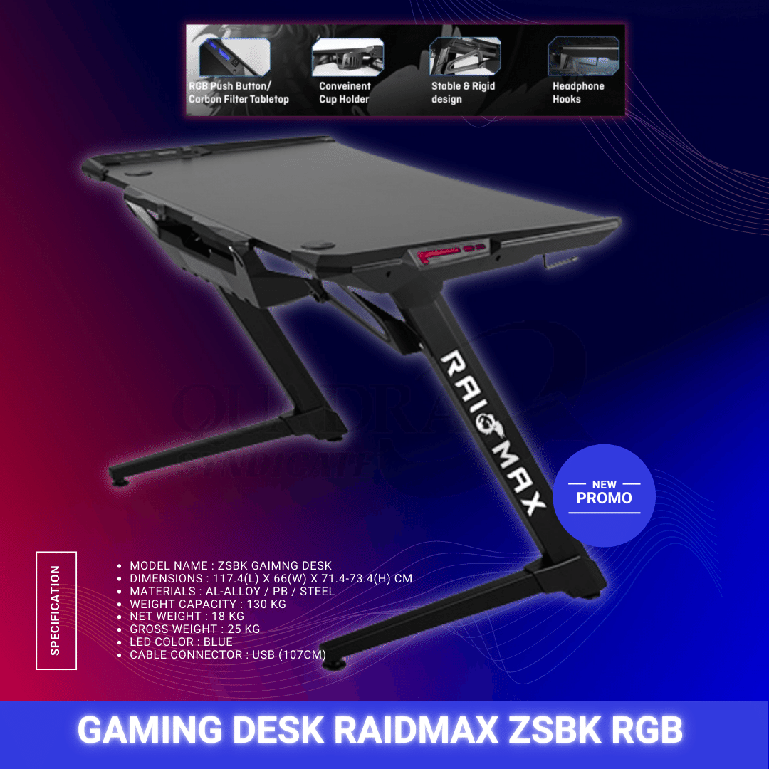 GAMING DESK RAIDMAX ZSBK RGB | Quadra Computer