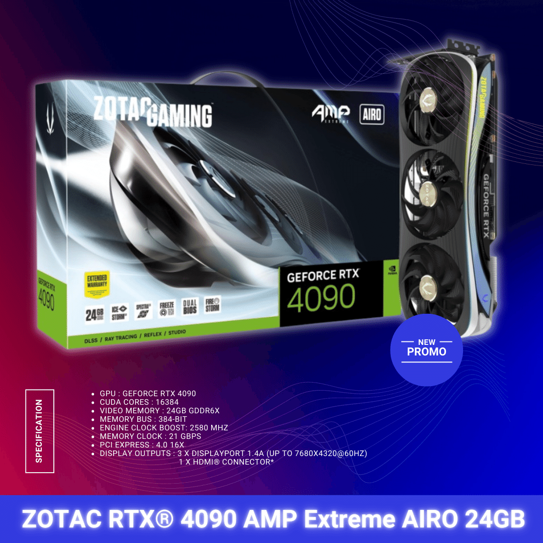 ZOTAC GAMING GeForce RTX® 4090 AMP Extreme AIRO 24GB GDDR6X | Quadra ...