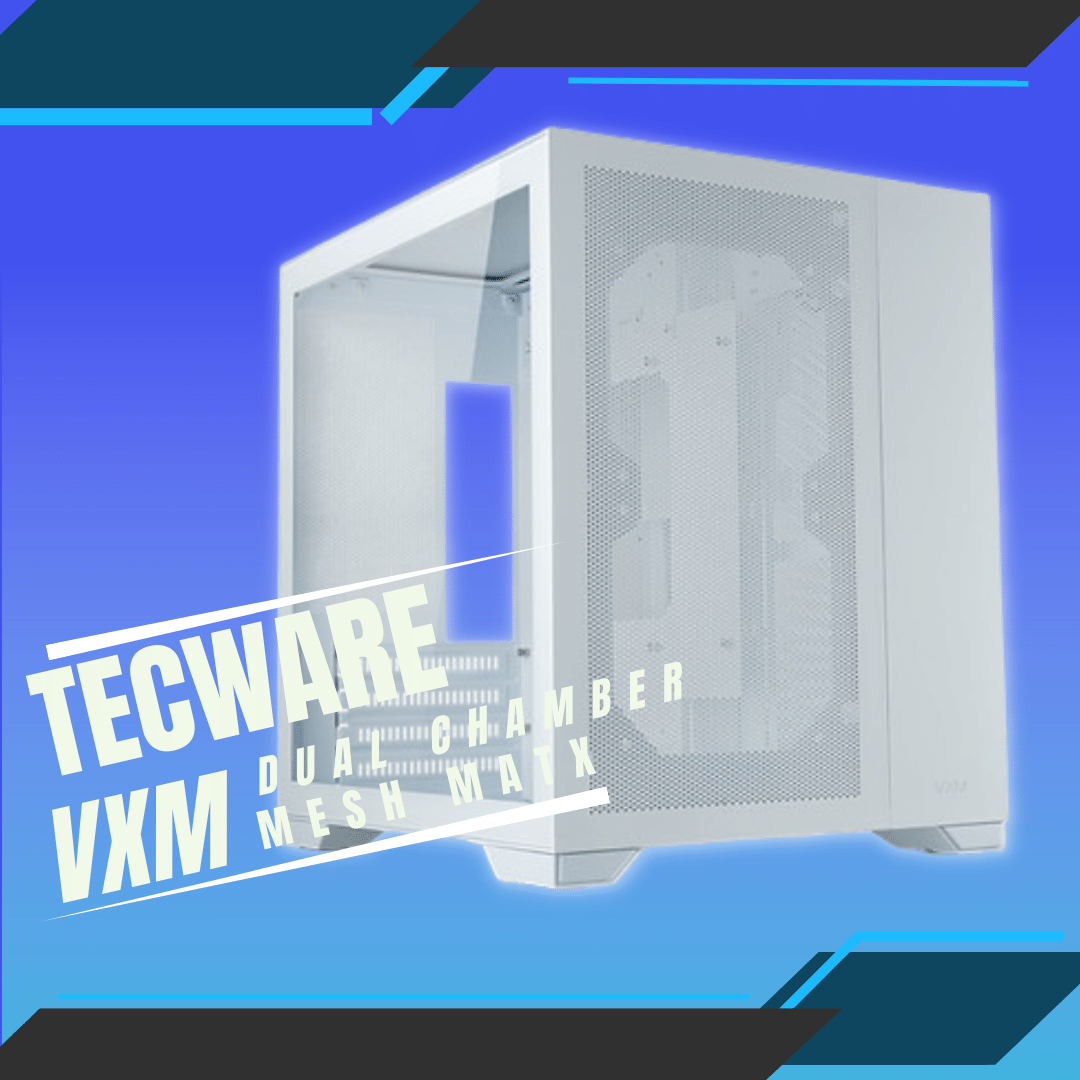 Tecware VXM Dual Chamber Mesh m-ATX Case White | Quadra Computer