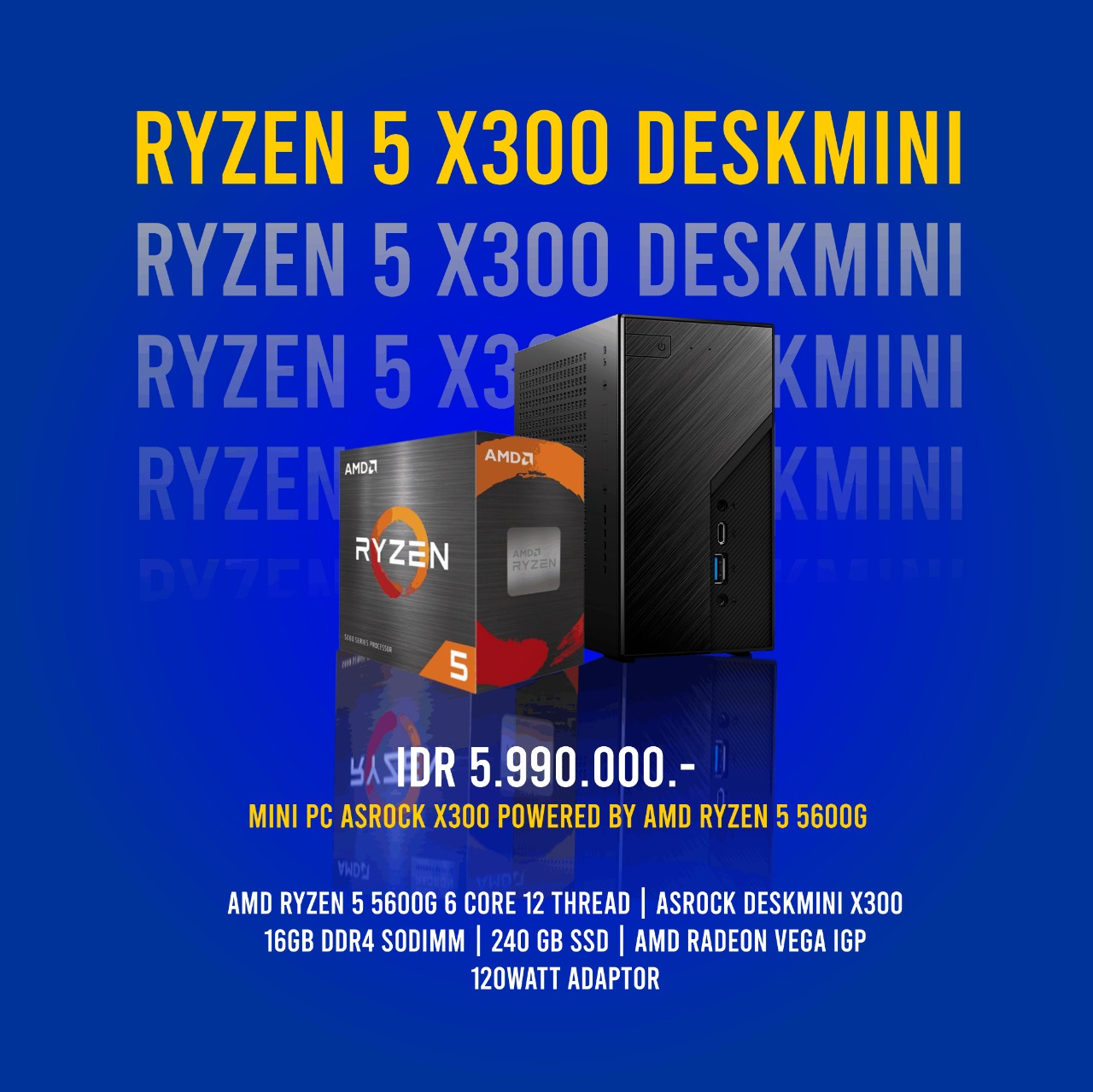 X300 Deskmini Ryzen 5| Ryzen 7|16GB DDR4| SSD240| Custom PC | Quadra ...