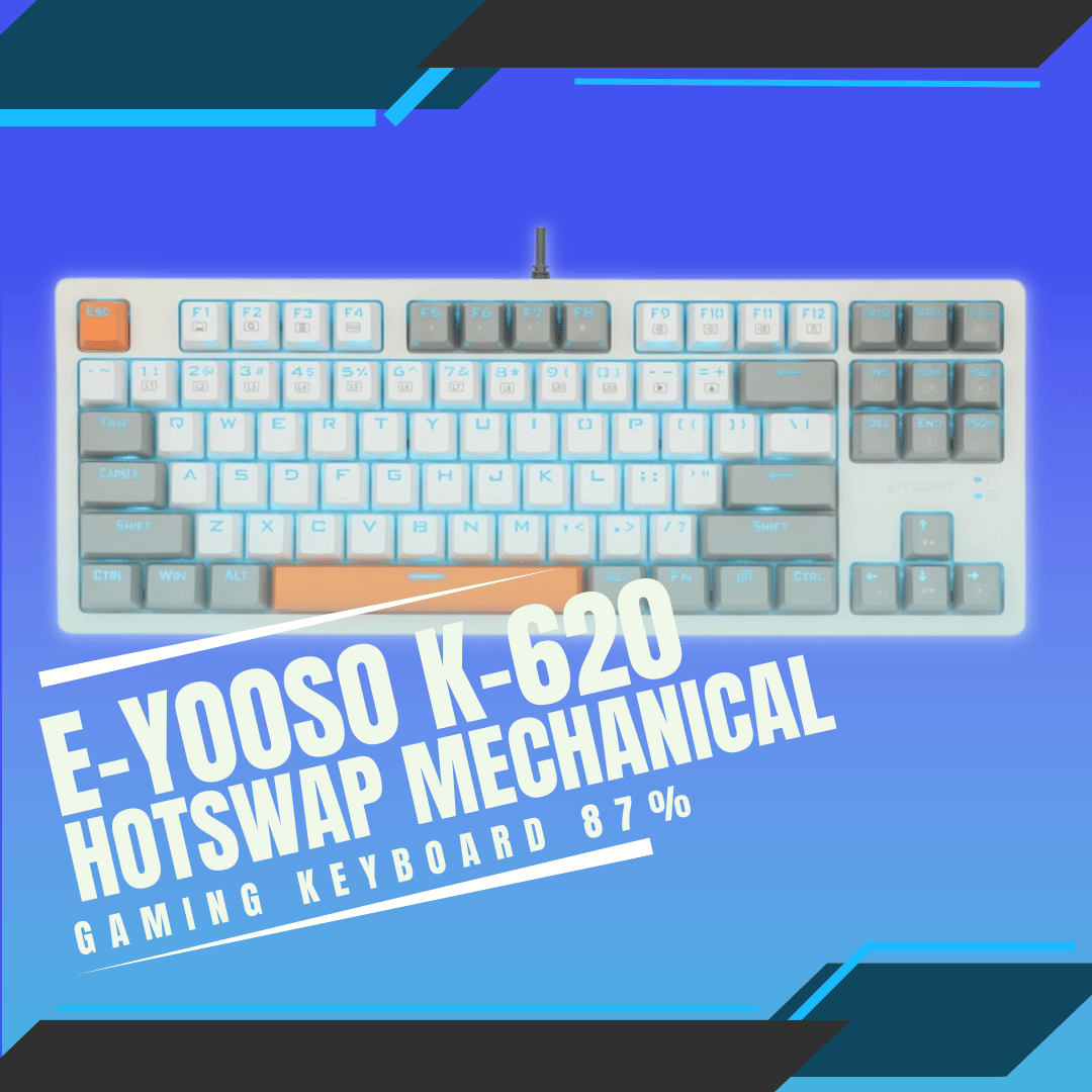 E-YOOSO HOTSWAP MECHANICAL GAMING KEYBOARD 87% WHITE GREY – K-620 ...