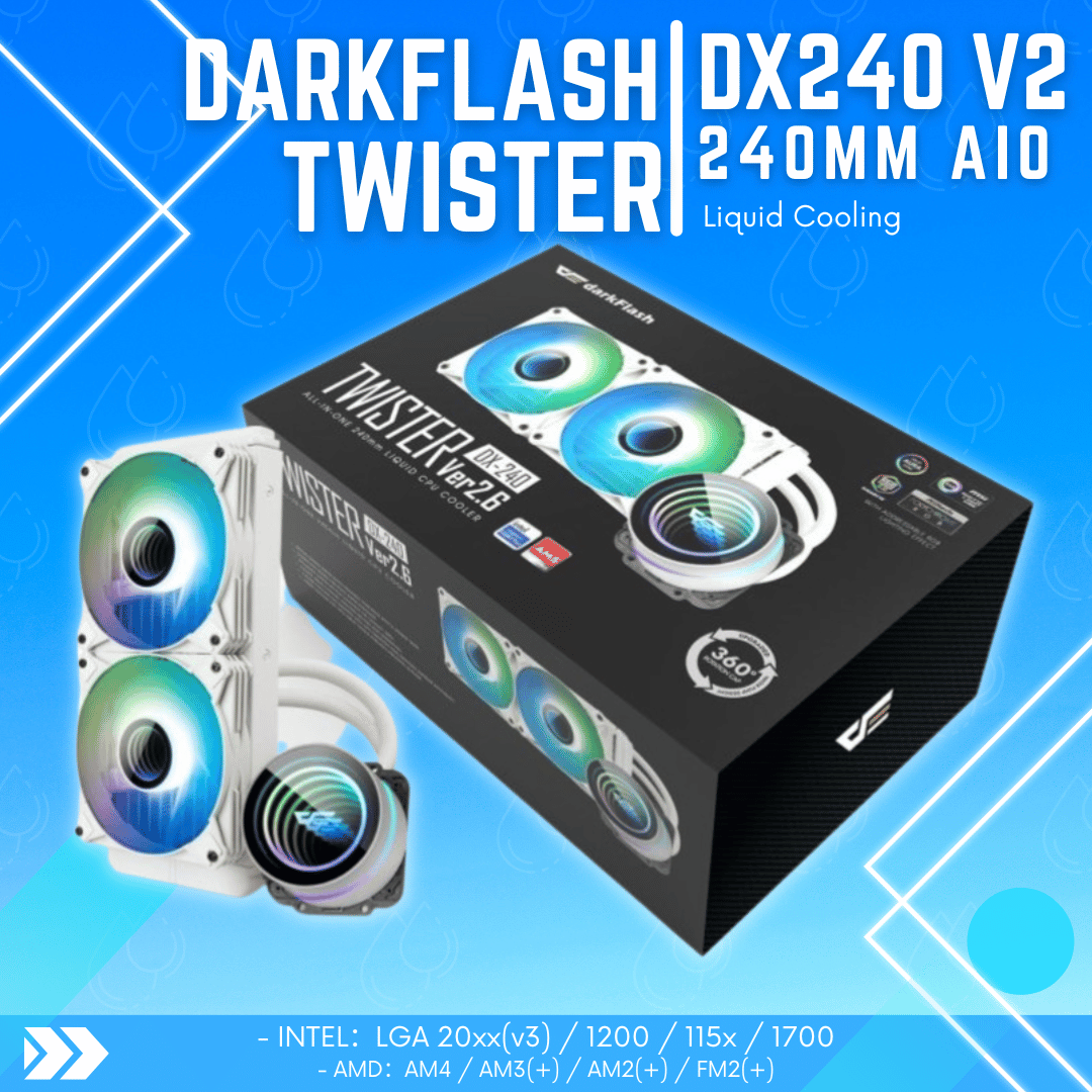 DARKFLASH TWISTER DX240 V2.6 ARGB WHITE 240MM LIQUID WATER White | Quadra Computer
