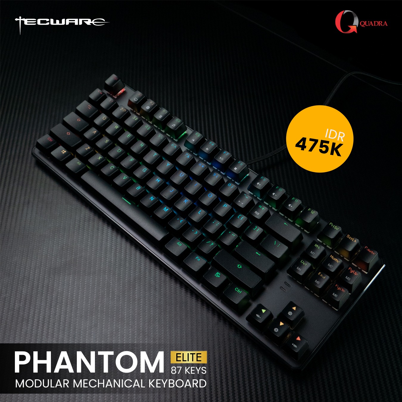 Tecware Keyboard Phantom Elite 87 RGB + SHROUD KEYBOARD COVER | Quadra ...