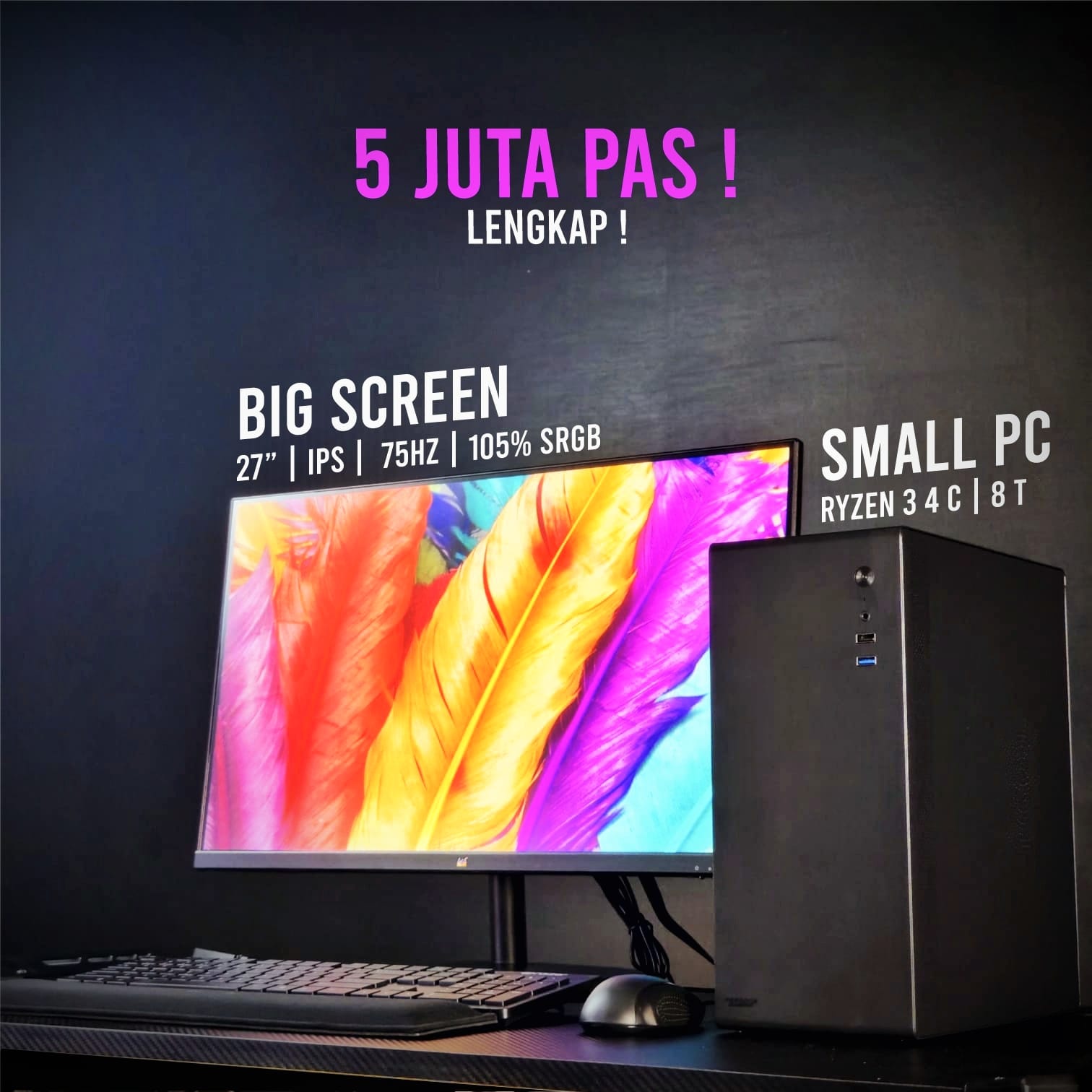 PC Gaming Monitor 27″ Tinggal Pakai, 5 Juta | Quadra Computer