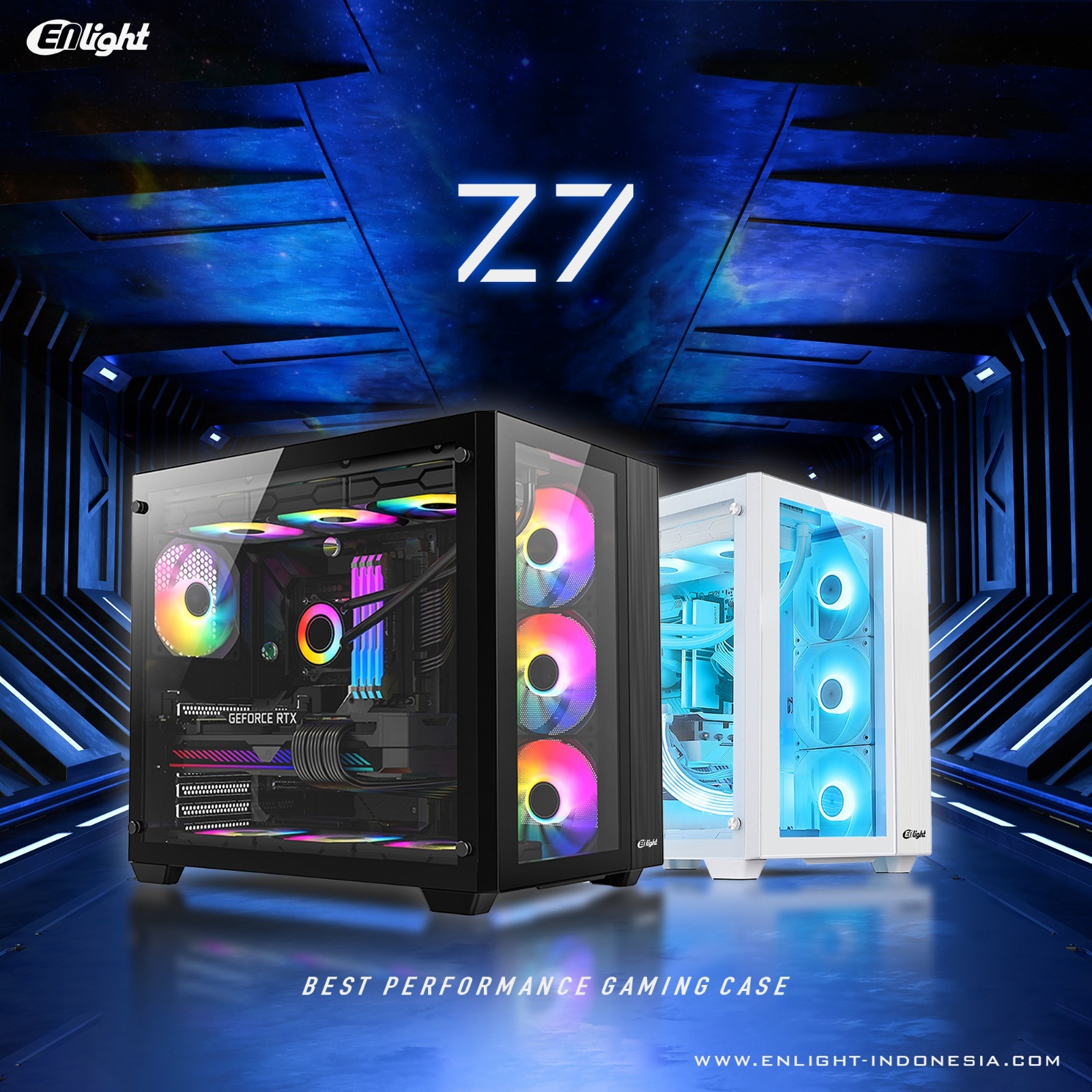 CASING ENLIGHT Z7 BLACK/WHITE + 3 FAN AUTO RGB | Quadra Computer