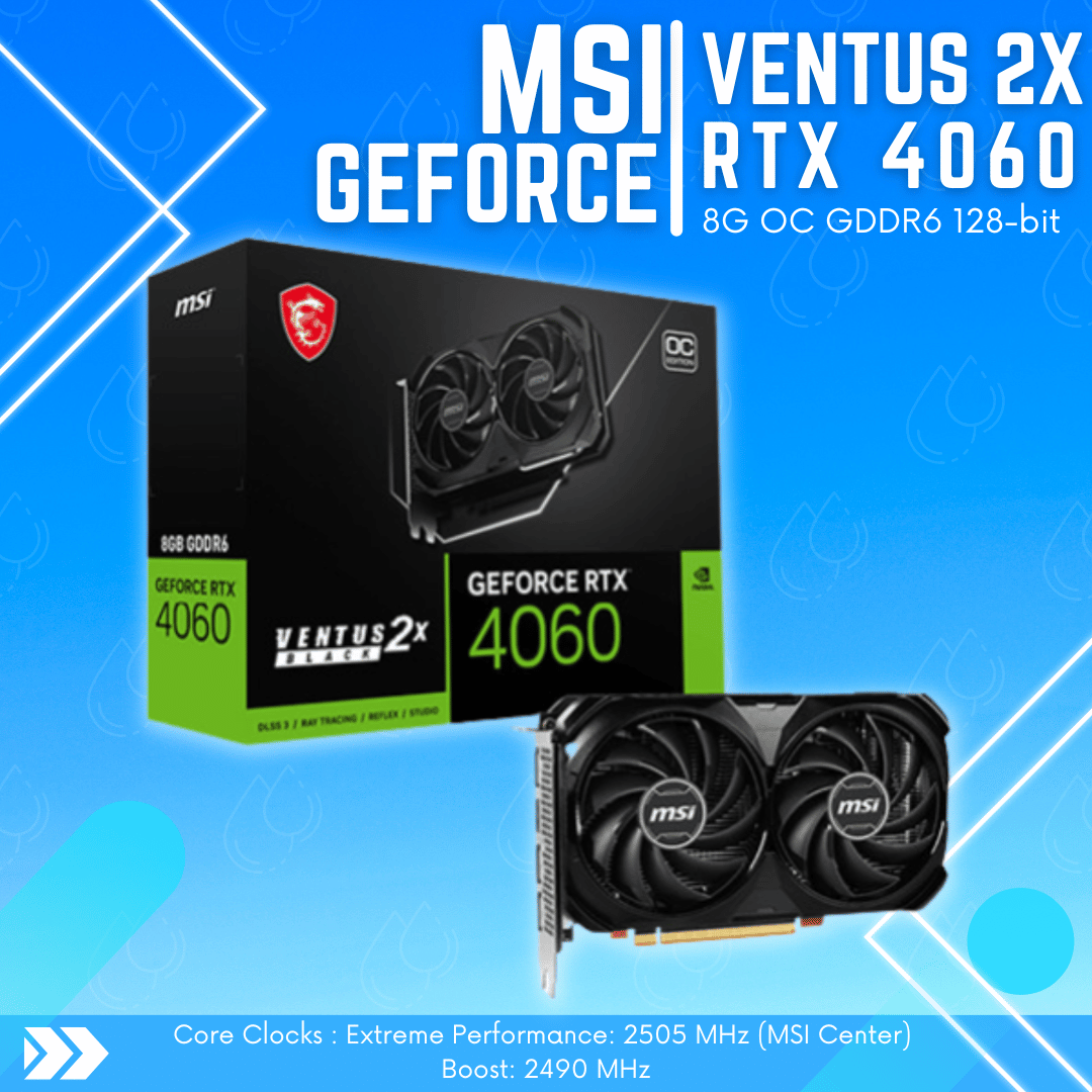 MSI GeForce RTX 4060 VENTUS 2X Black 8G OC GDDR6 | Quadra Computer