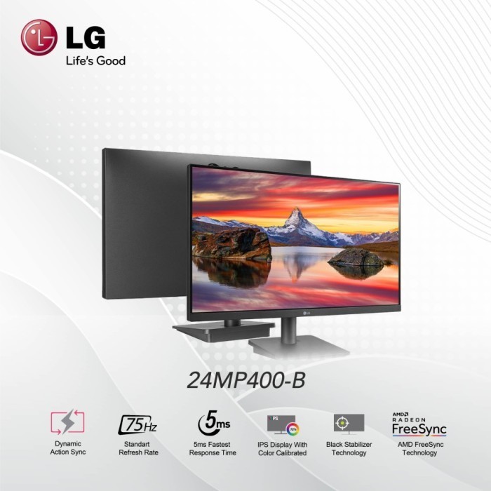 LG 24MP400-B 23.8” FHD IPS Monitor AMD FreeSync™ 75Hz HDMI LED 24 ...