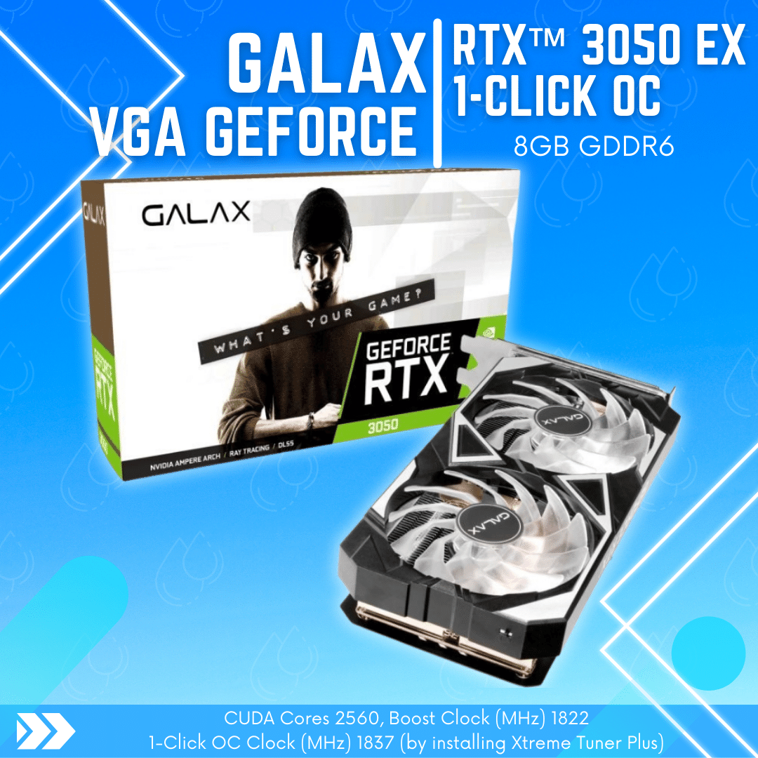 GALAX Geforce RTX 3050 EX 1-Click OC 8GB GDDR6 | Quadra Computer