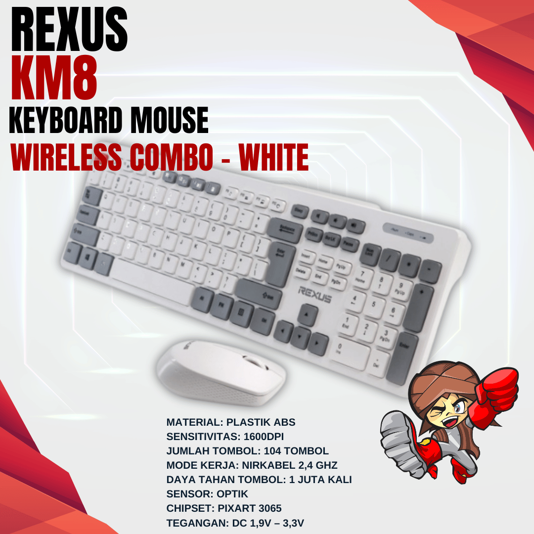 Rexus KM8 Keyboard Mouse Wireless Combo | Quadra Computer
