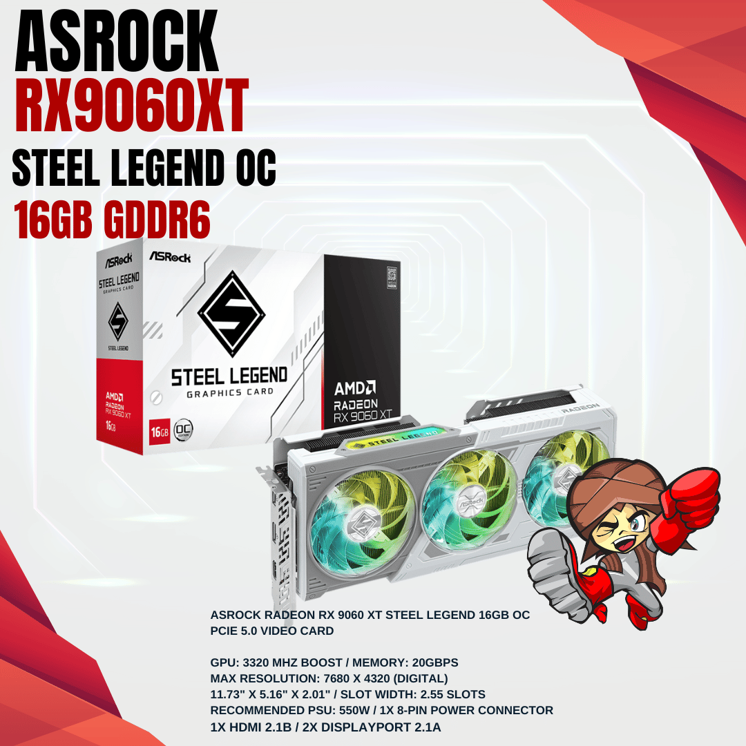 AMD Radeon™ RX 9060 XT Steel Legend 16GB OC | Quadra Computer