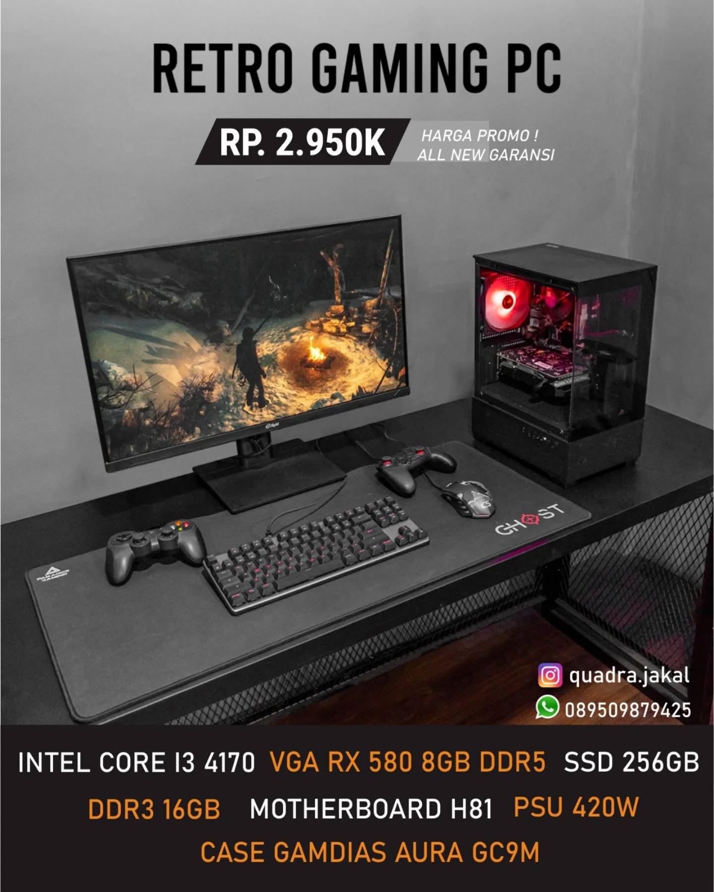 Retro Serie Gaming PC Intel Core i3 AMD RX 580 2jutaan | Quadra Computer